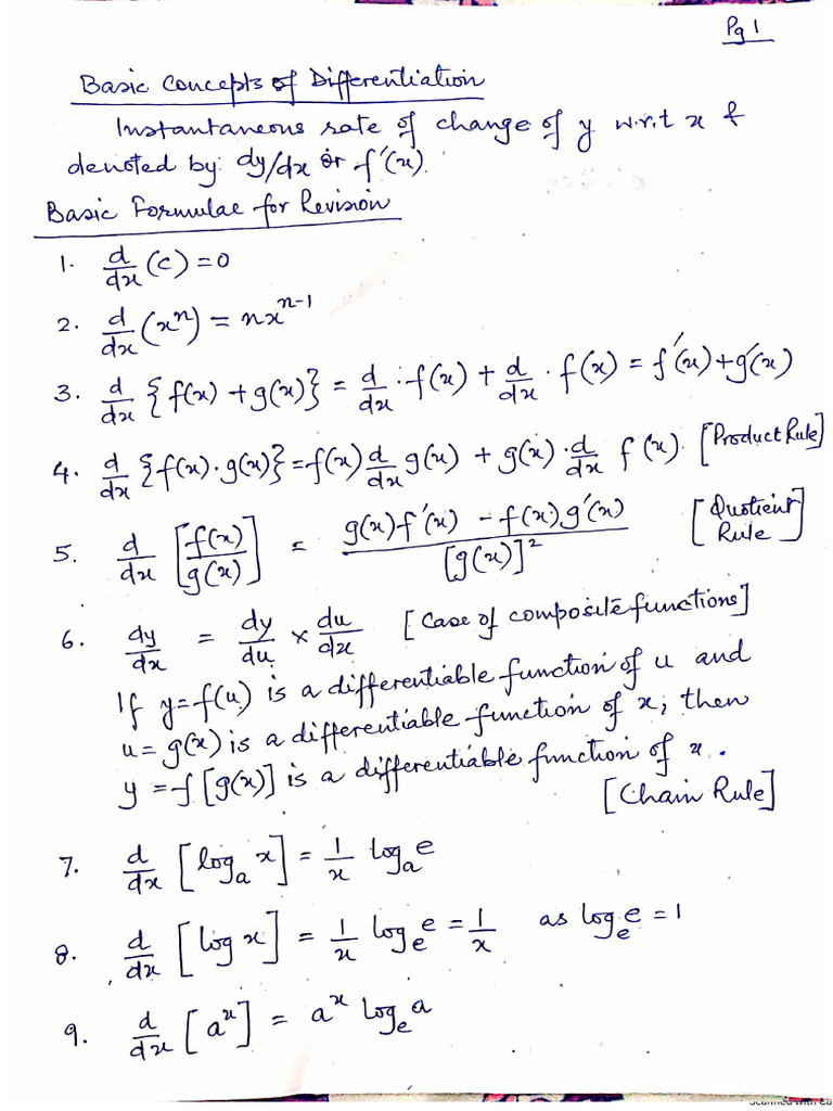 Basic Concepts of Differentiaton | PDF