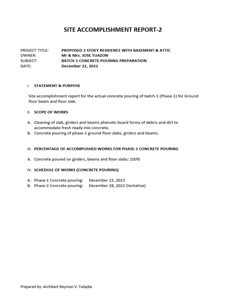 Tuazon Residence Site Inspection Report - 12!22!2022 (Actual Conc ... Tuazon Residence Site Inspection Report - 12!22!2022 (Actual Conc ...
