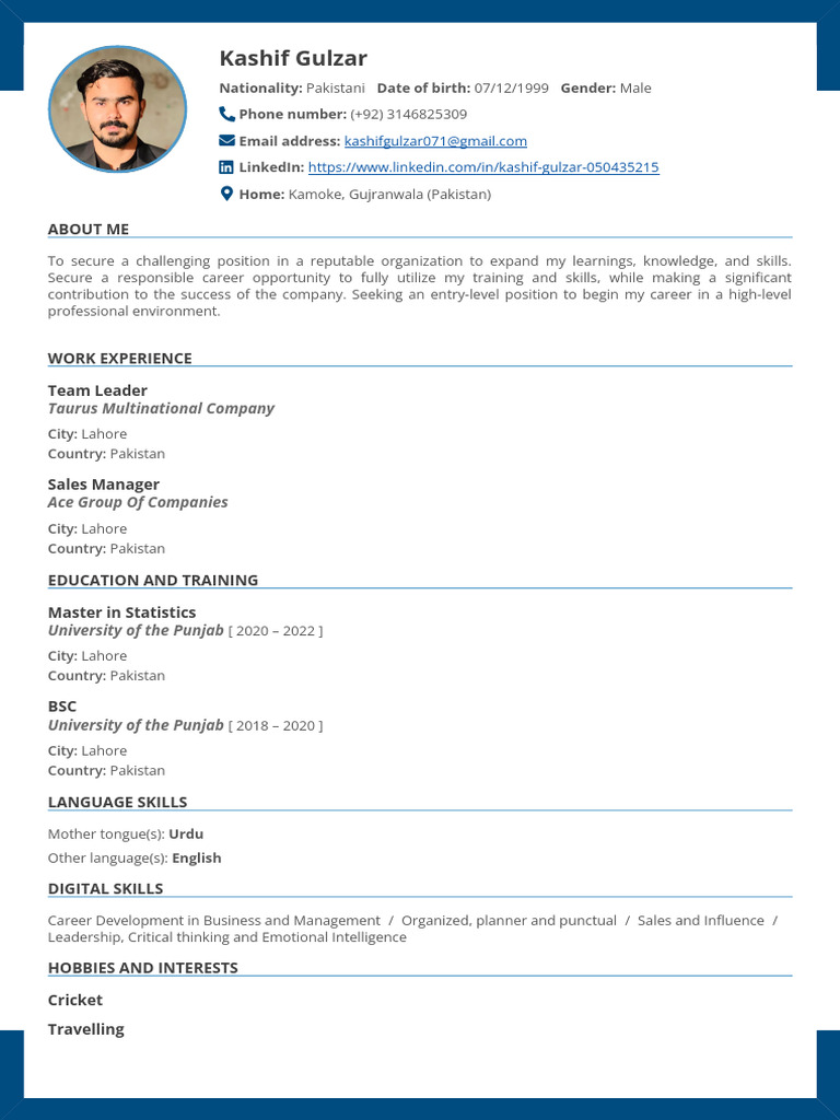 CV - Kashif Gulzar GG | PDF