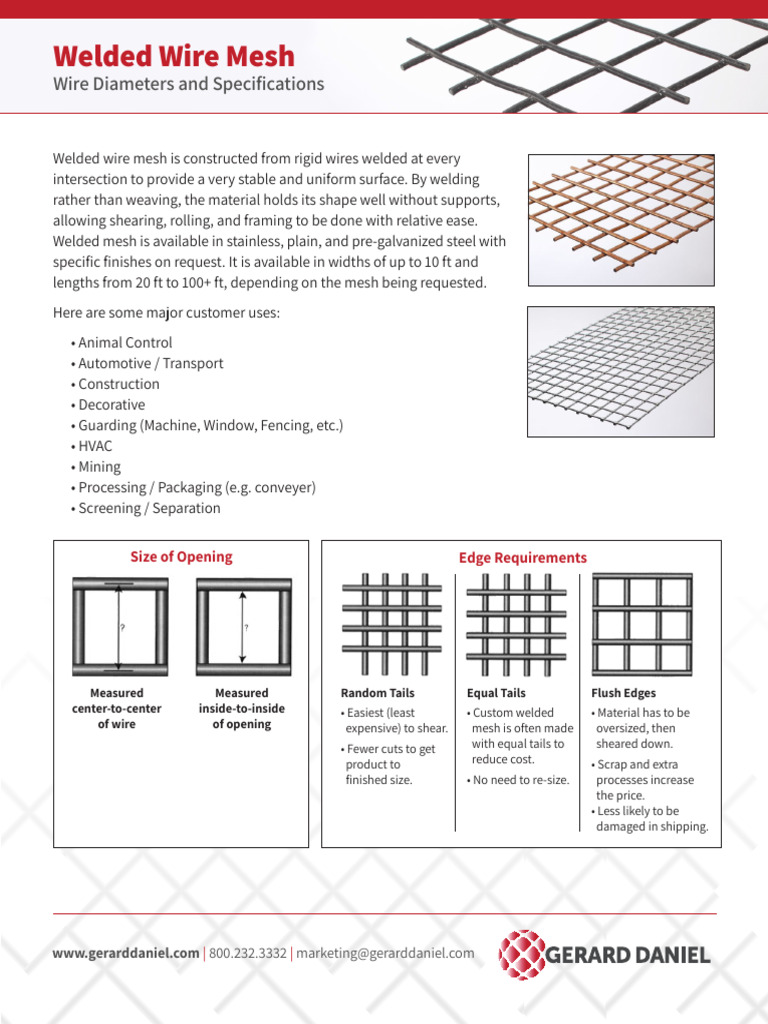 Welded Wire Mesh Data Sheet 20210601 | PDF | Wire | Welding