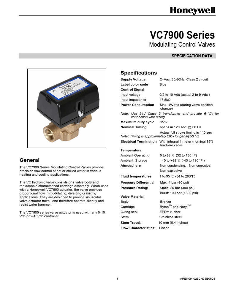 vc7931 Honeywell | PDF | Valve | Actuator