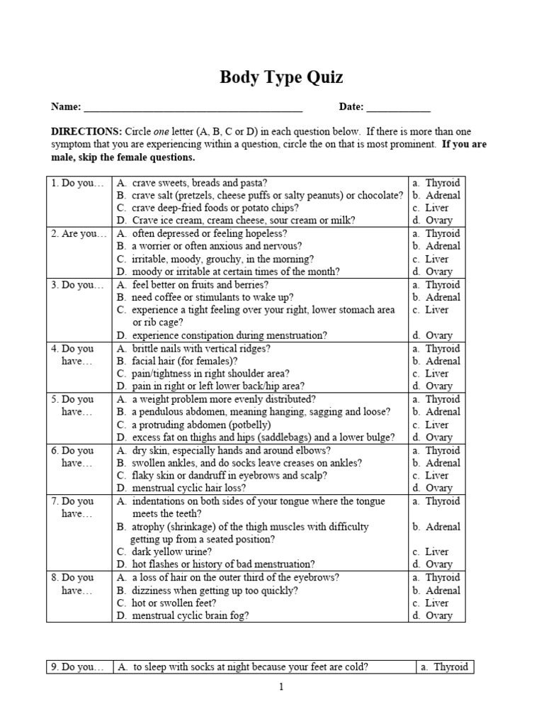 Body Type Quiz | PDF