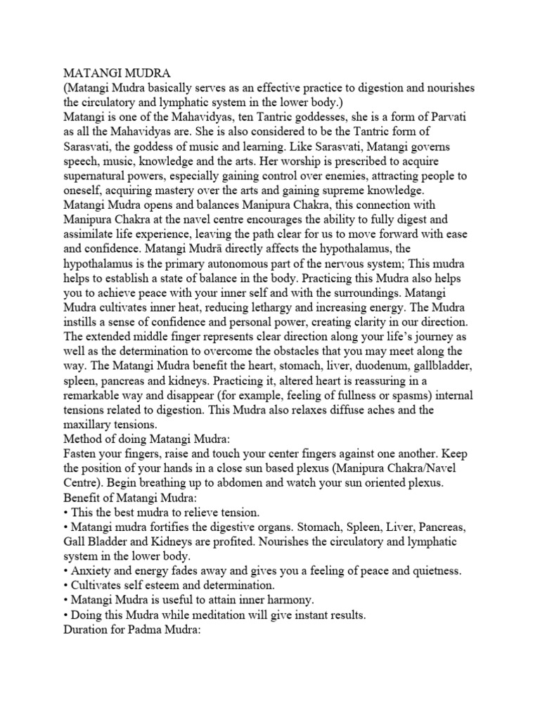 Matangi Mudra | PDF | Self-Improvement