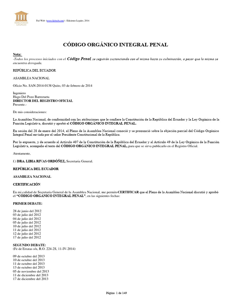 f0118528 C DIGO ORG NICO INTEGRAL PENAL | PDF | Derecho penal ...