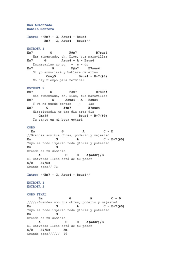 Acordes y letra de "Has Aumentado" | PDF | Salmos