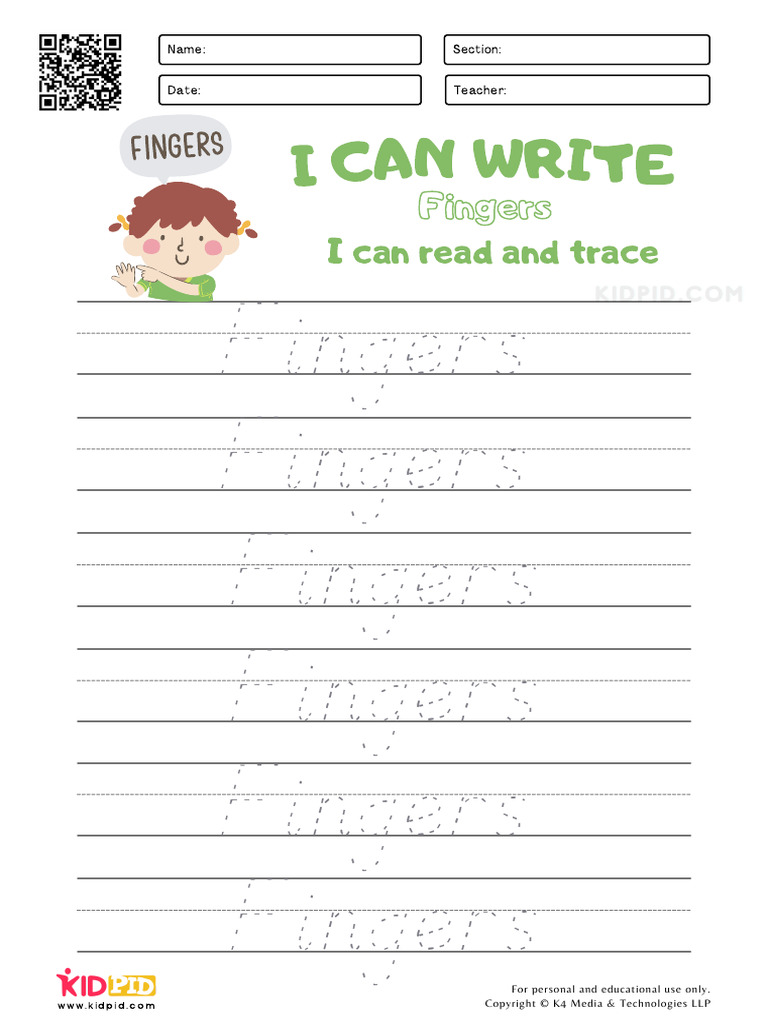 Body Parts Tracing Worksheets For Kids | PDF