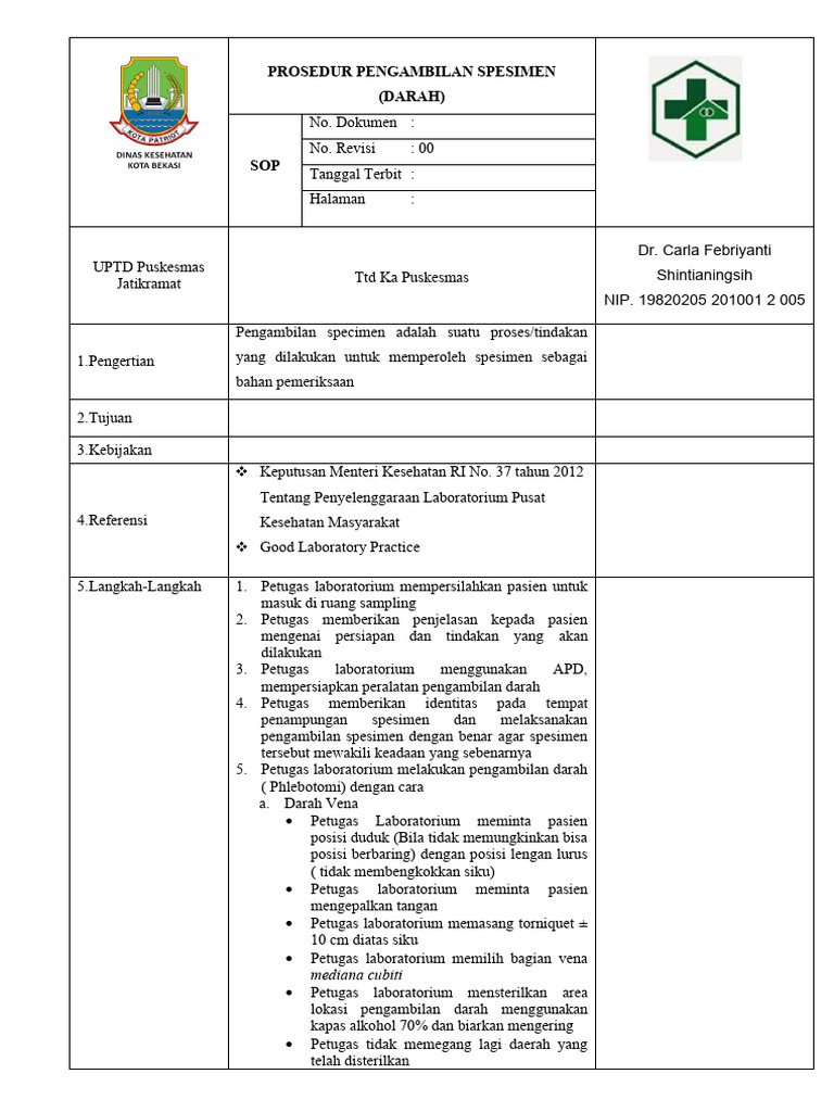 3.9.1.a.4 Sop Prosedur Pengambilan Spesimen | PDF