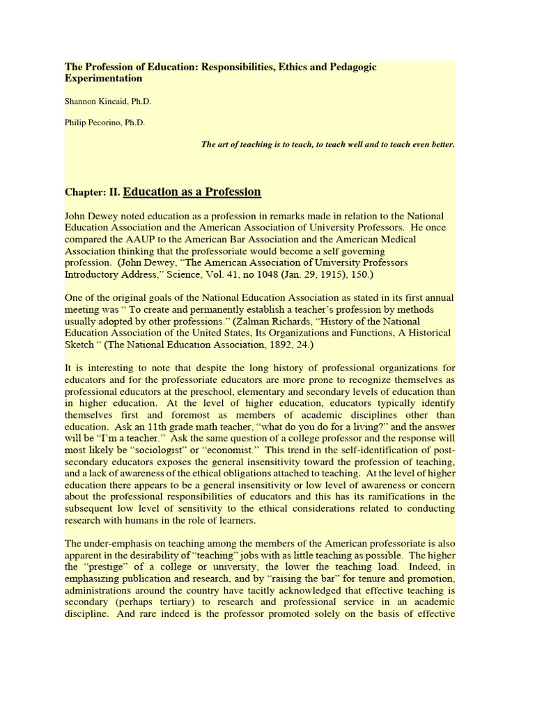 The Profession of Education | PDF