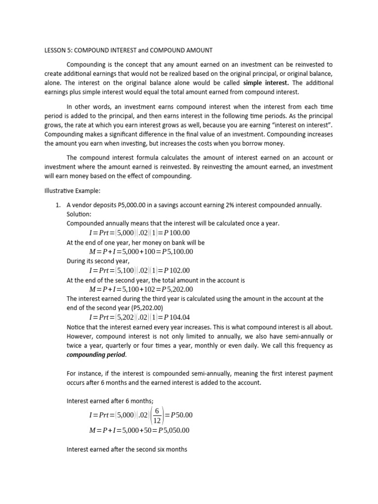 LESSON On Compound Interest | PDF
