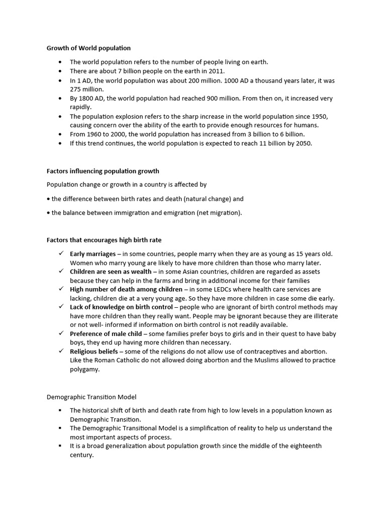 Growth of World Population | PDF | Family Planning | Birth Rate