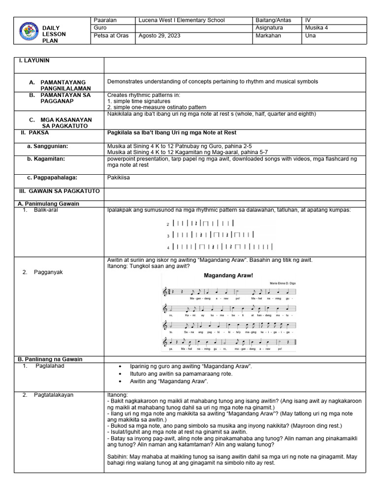Music Lesson 1 August 29 30 | PDF