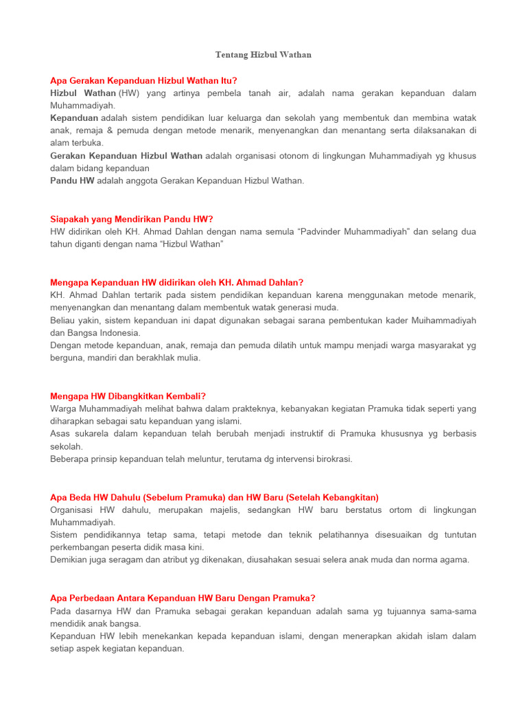 Tentang Hizbul Wathan | PDF