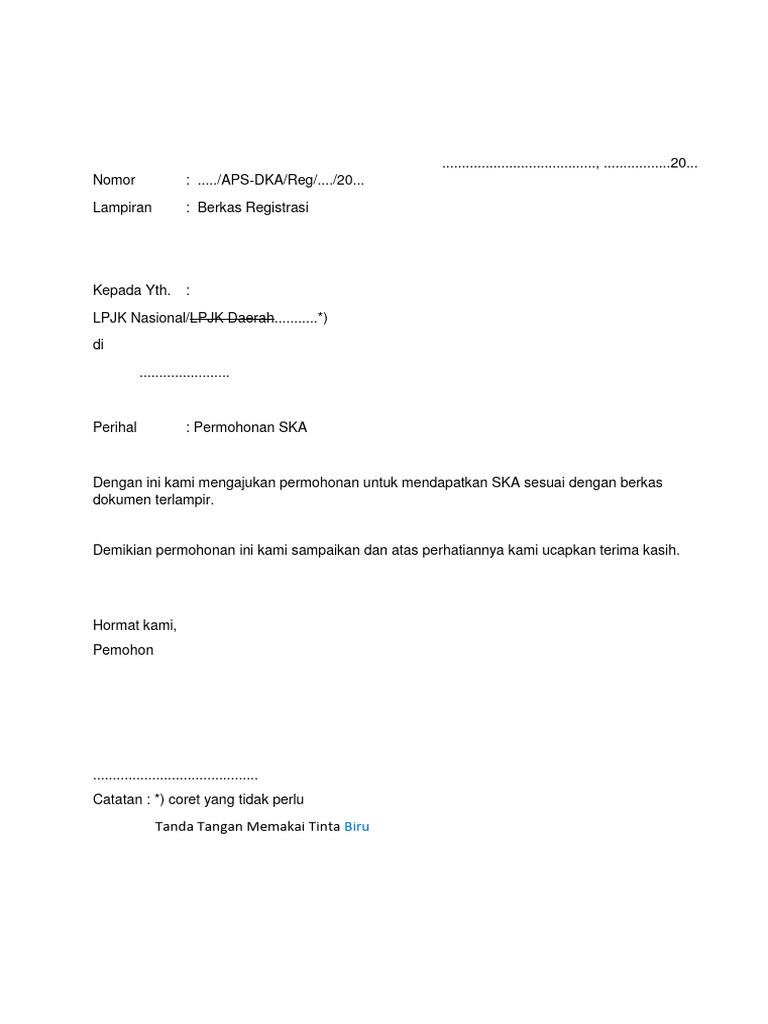 Form. LPJK Pemohon SKA Baru | PDF