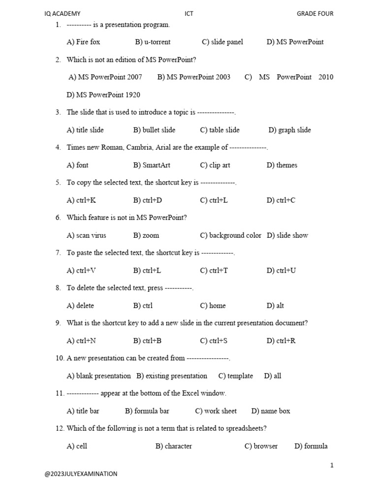 The Corrected Version of ICT G4 | PDF | Microsoft Excel | Spreadsheet