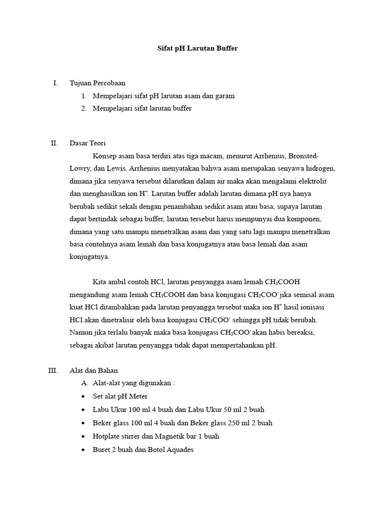 Sifat PH Larutan Buffer | PDF