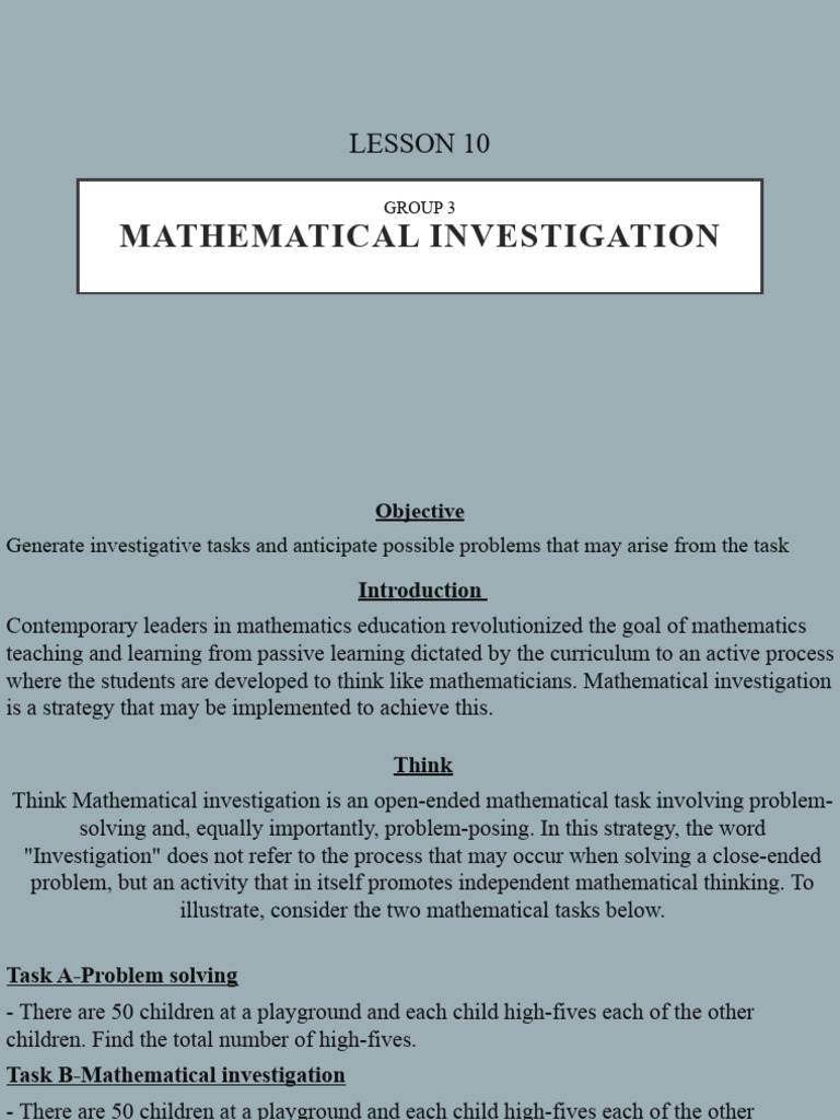 Mathematical Investigation (Autosaved) | PDF | Mathematics | Thought