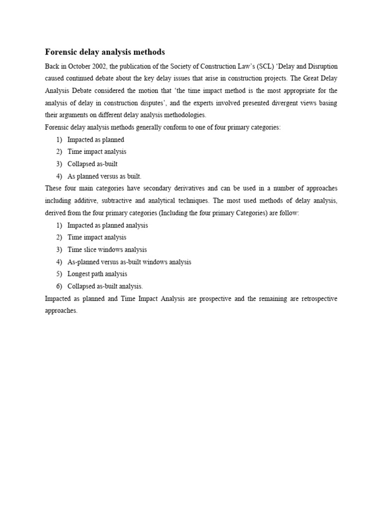 Forensic Delay Analysis Methods Explained | PDF