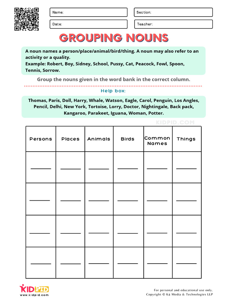 Grouping-Nouns-Printable-Worksheets-for-Grade-2 | PDF
