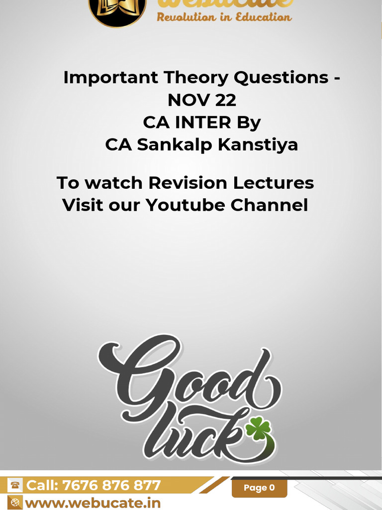 Ca Inter Costing Imp Theory QNS & Ans | PDF