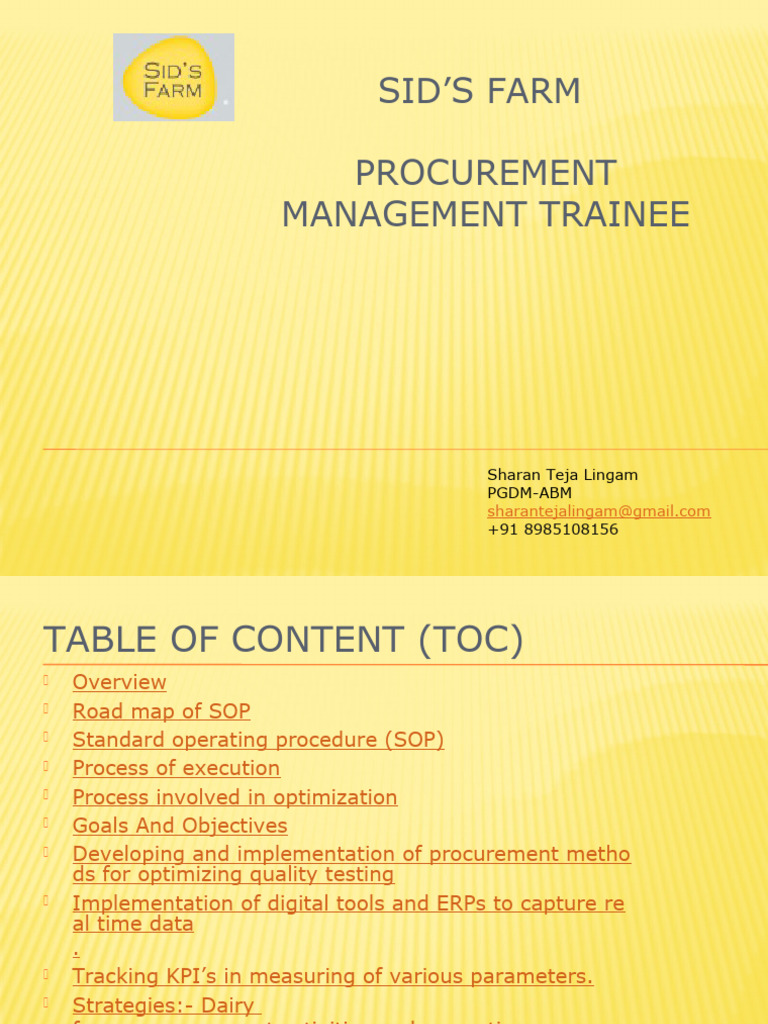 Sid's Farm Presentation-2 | PDF | Performance Indicator | Procurement