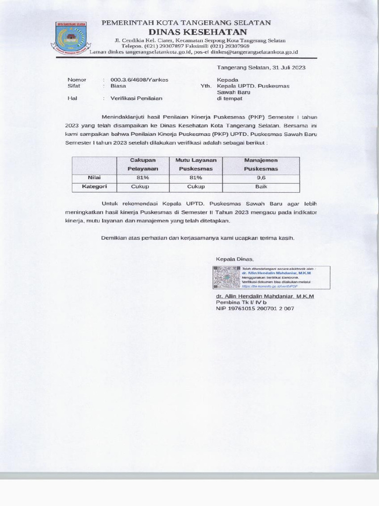 Kriteria 2.8.4. Ep D Bukti Umpan Balik Dinkes | PDF