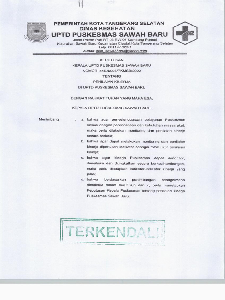 Kriteria 2.8.4. Ep A (1,2,3) SK, Sop Penilaian Kinerja, Bukti Pembahasan | PDF