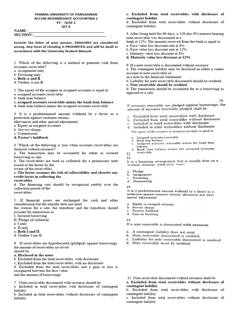 ACC106 P2 Q2 Set A K | PDF | Discounting | Inventory
