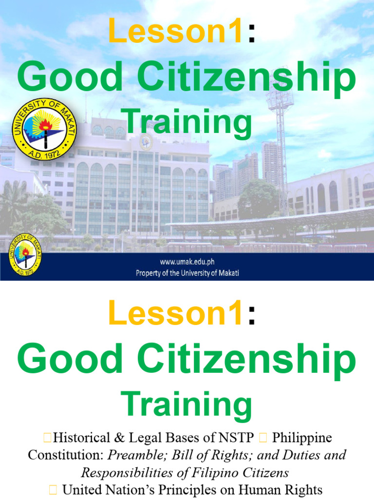 CWTS1 Good Citizenship Training Module - NSTP 1 - 20230909 | PDF | Justice | Crime & Violence