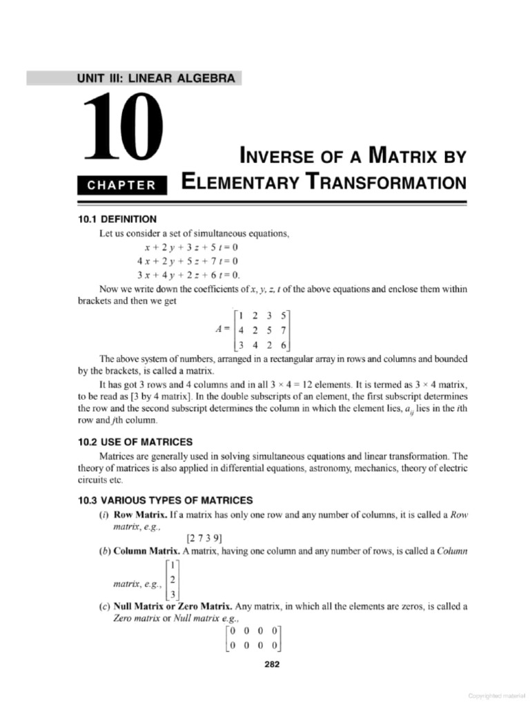 Inverse of Matrix by Elementary Transformation | Download Free PDF ...