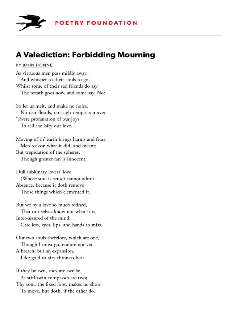 A Valediction - Forbidding Mourning by John Donne - Poetry Foundation | PDF
