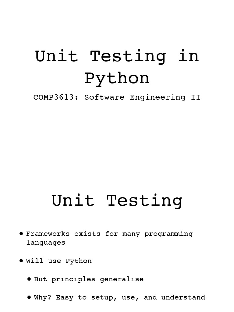 Comp3613 Unittesting Lab Pdf Unit Testing Python Programming Language 