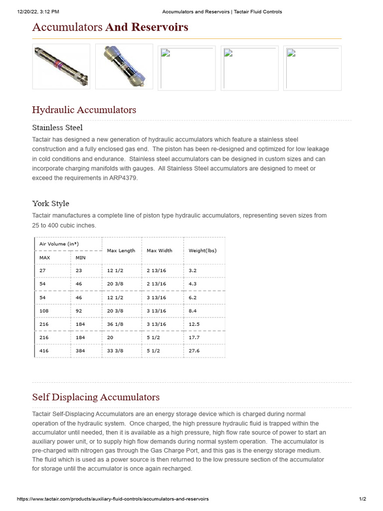 Accumulators and Reservoirs - Tactair Fluid Controls | PDF
