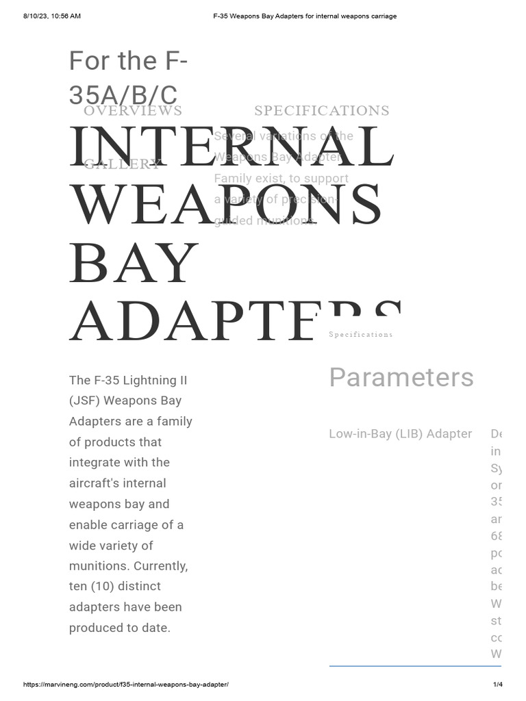 F-35 Weapons Bay Adapters For Internal Weapons Carriage | PDF ...