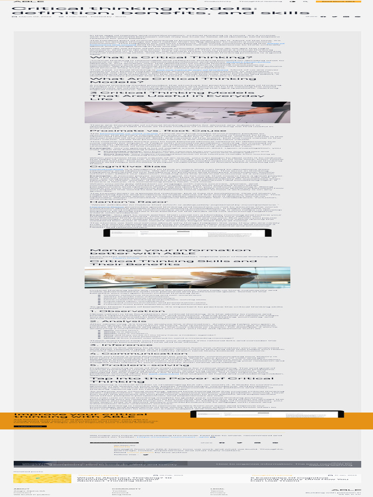 Critical Thinking Models - Definition, Benefits, and Skills | PDF ...