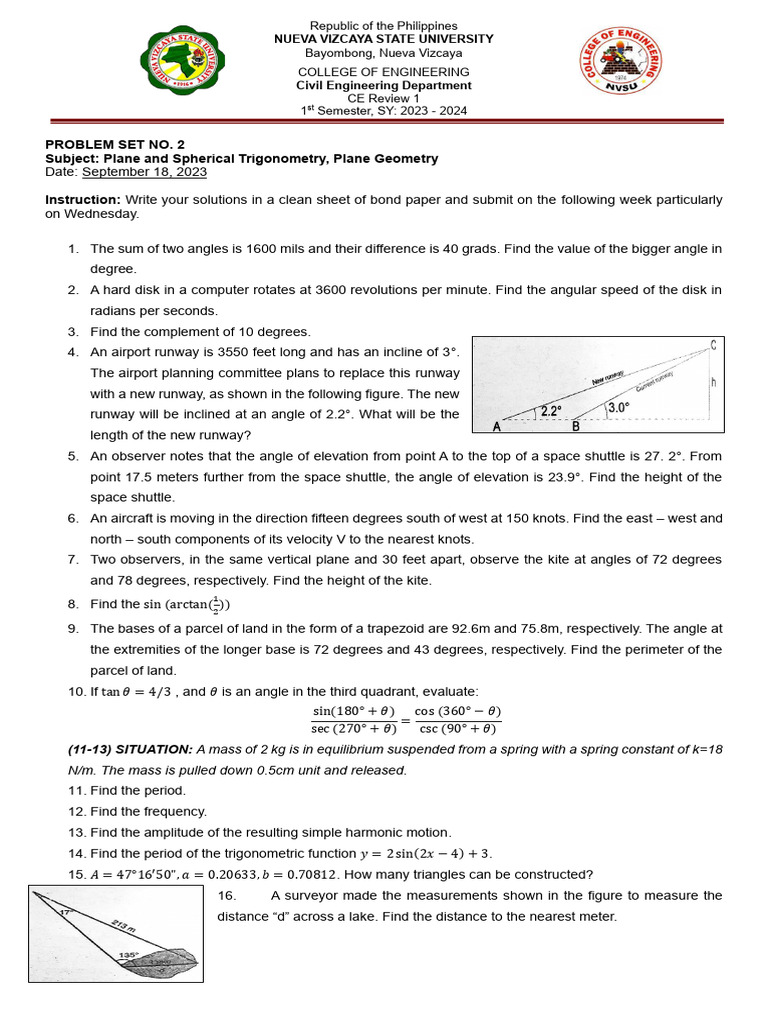 REVIEW Problem Set 2 | Download Free PDF | Circle | Area