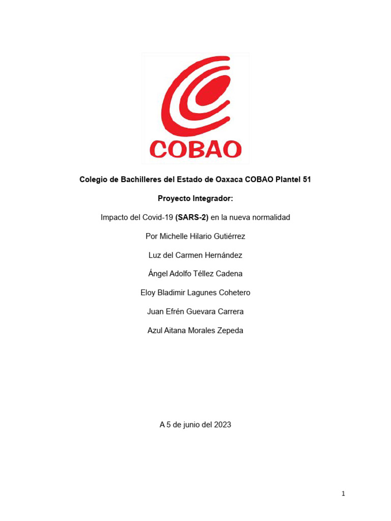 COBAO Proyecto Integrador | PDF | Virus | Membrana celular