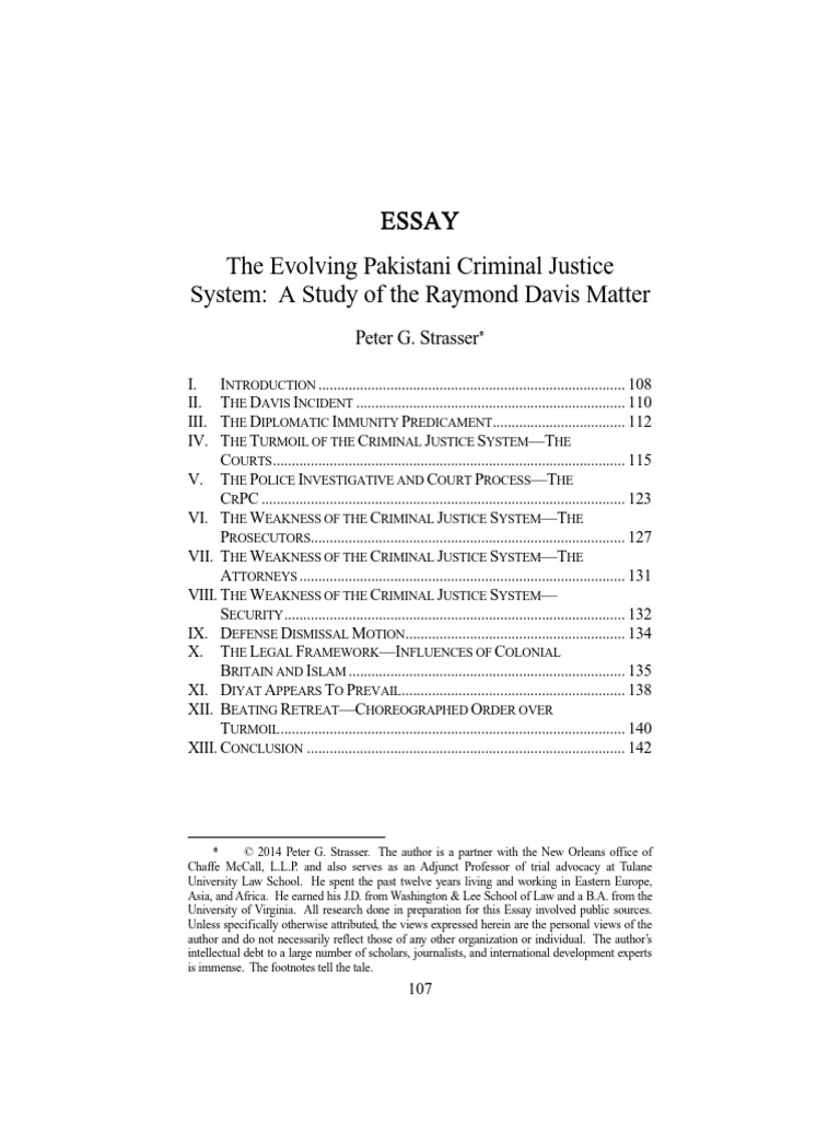 The Evolving Pakistani Criminal Justice System - A Study of The Raymond ...