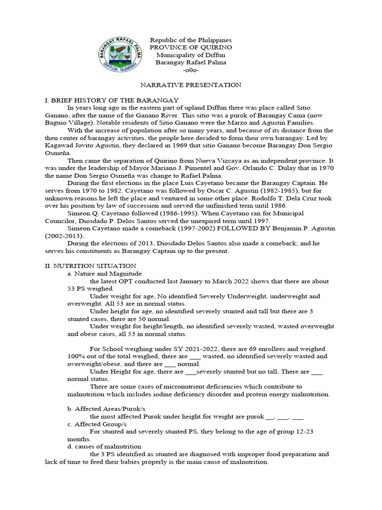 BNS Narrative Presentation 2022 | PDF | Malnutrition | Obesity