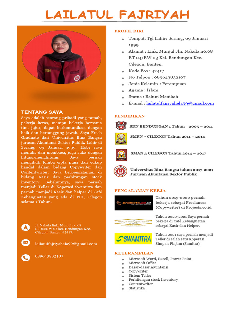 Curriculum Vitae Lailatul Fajriyah | PDF