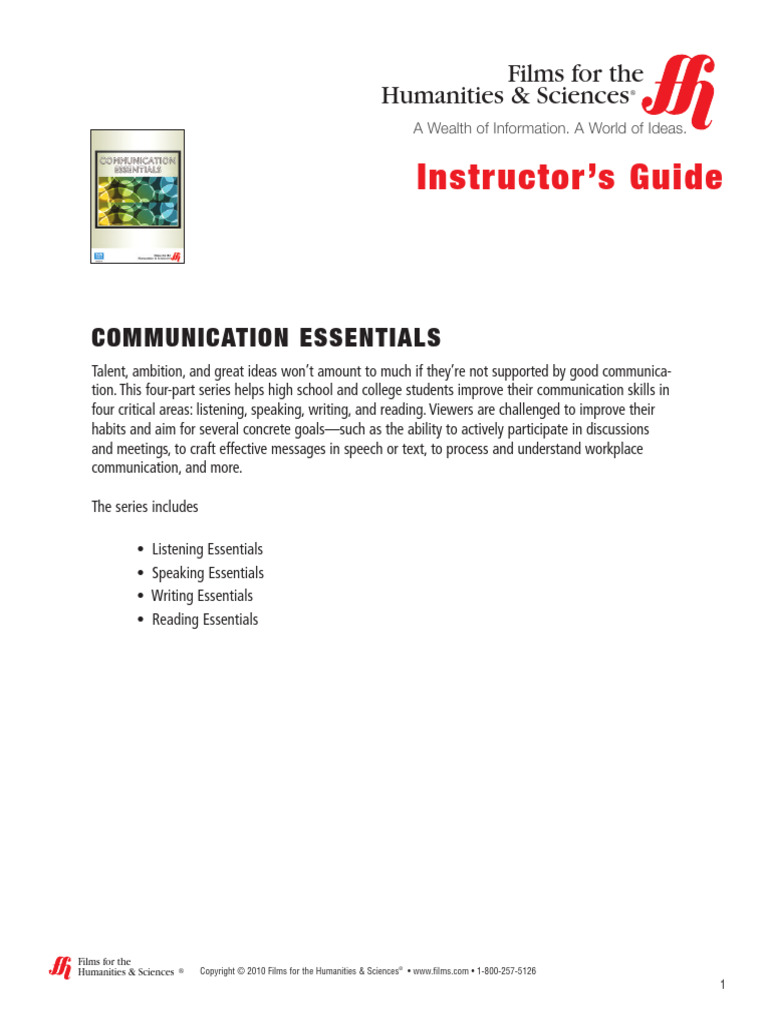 Communication Essentials (Instructor's Guide) | PDF | Nonverbal ...