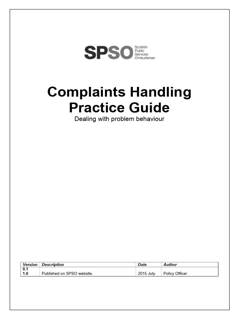 Complaint Handling Practice Guide | PDF | Policy | Behavior