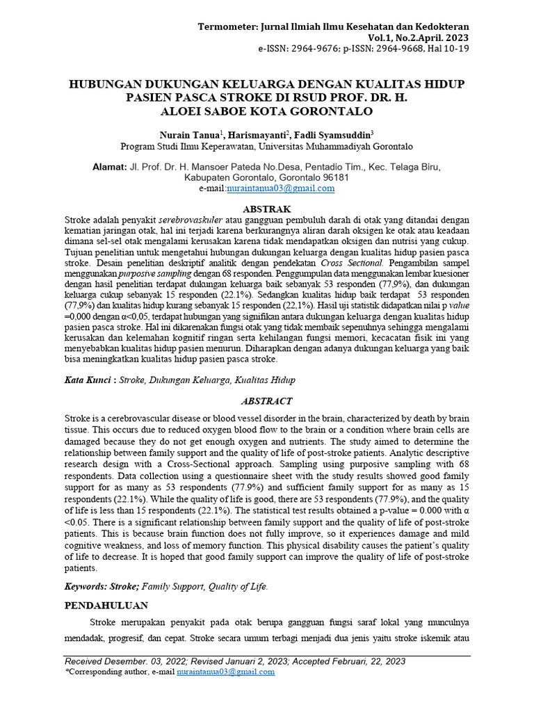 10-19 Hubungan Dukungan Keluarga Dengan Kualitas Hidup | PDF | Pengembangan Diri | Kesehatan ...