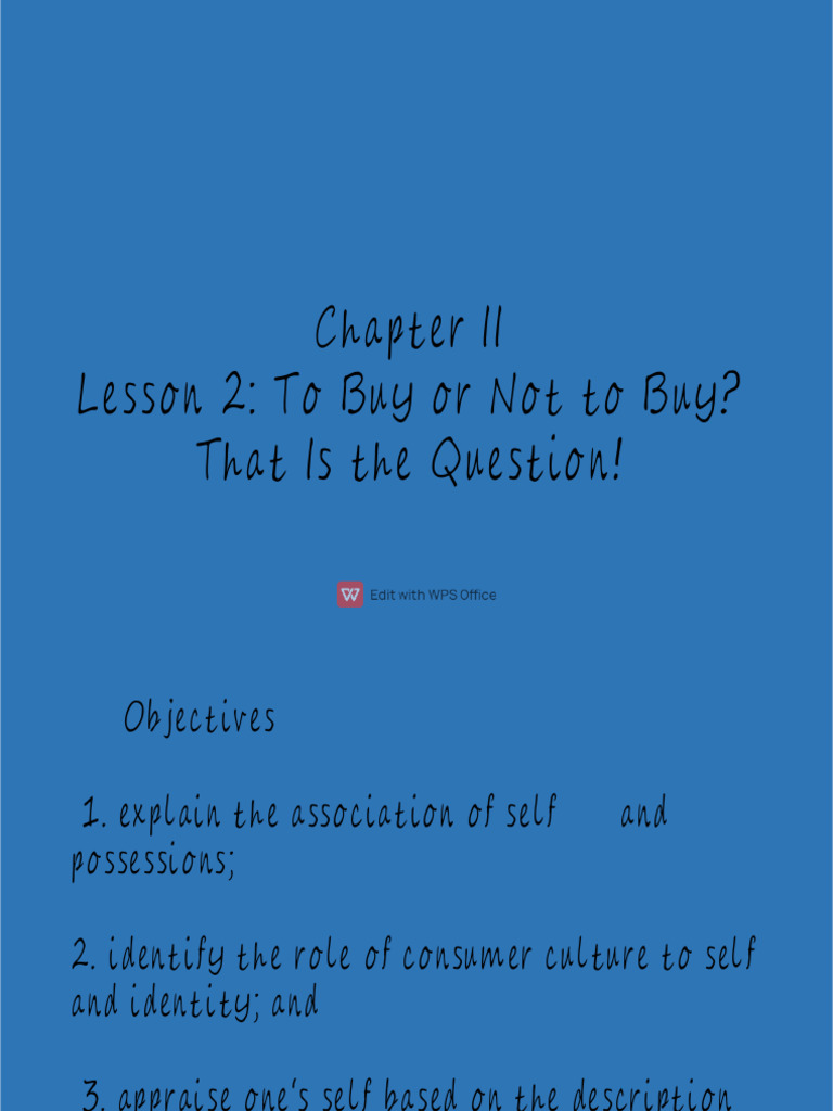 LESSON 6 To Buy or Not To Buy | PDF | Self | William James