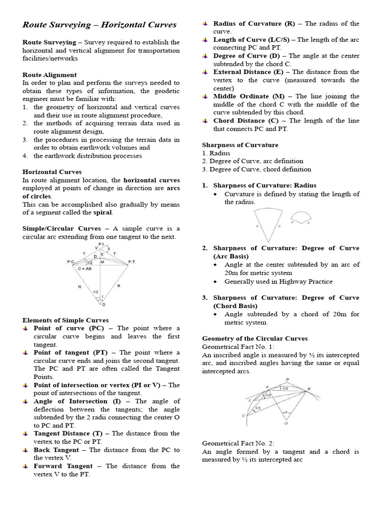 Horizontal and Vertical Curves in Surveying | PDF | Tangent | Angle