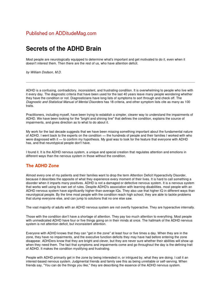 Adhd Brain | PDF | Attention Deficit Hyperactivity Disorder | Diseases ...