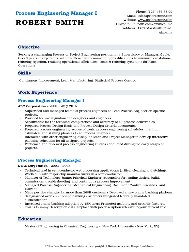 Process Engineering Manager 1584877769 | Download Free PDF ...