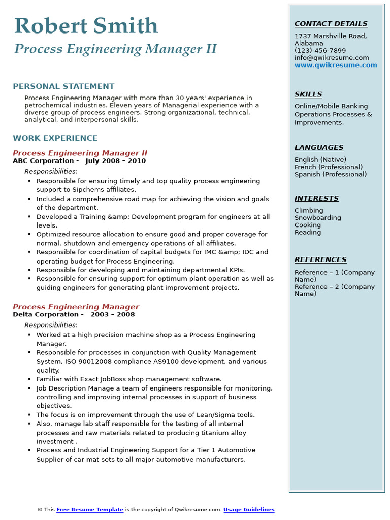 Process Engineering Manager 1584877653 | PDF | Engineering | Process ...