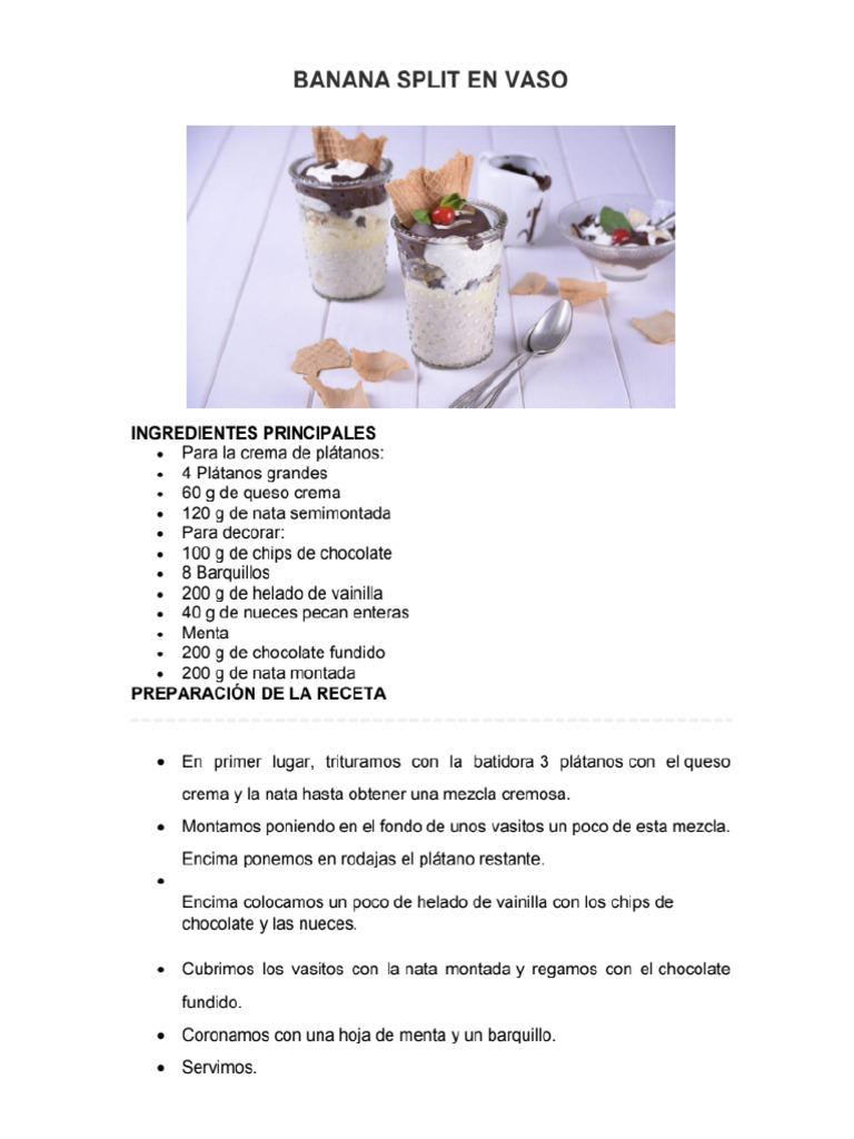 Banana Split en Vaso | PDF