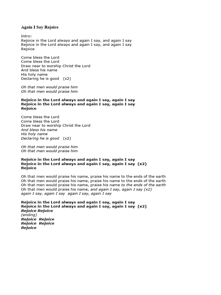 Again I Say Rejoice - Israel Houghton | PDF | Language Arts & Discipline