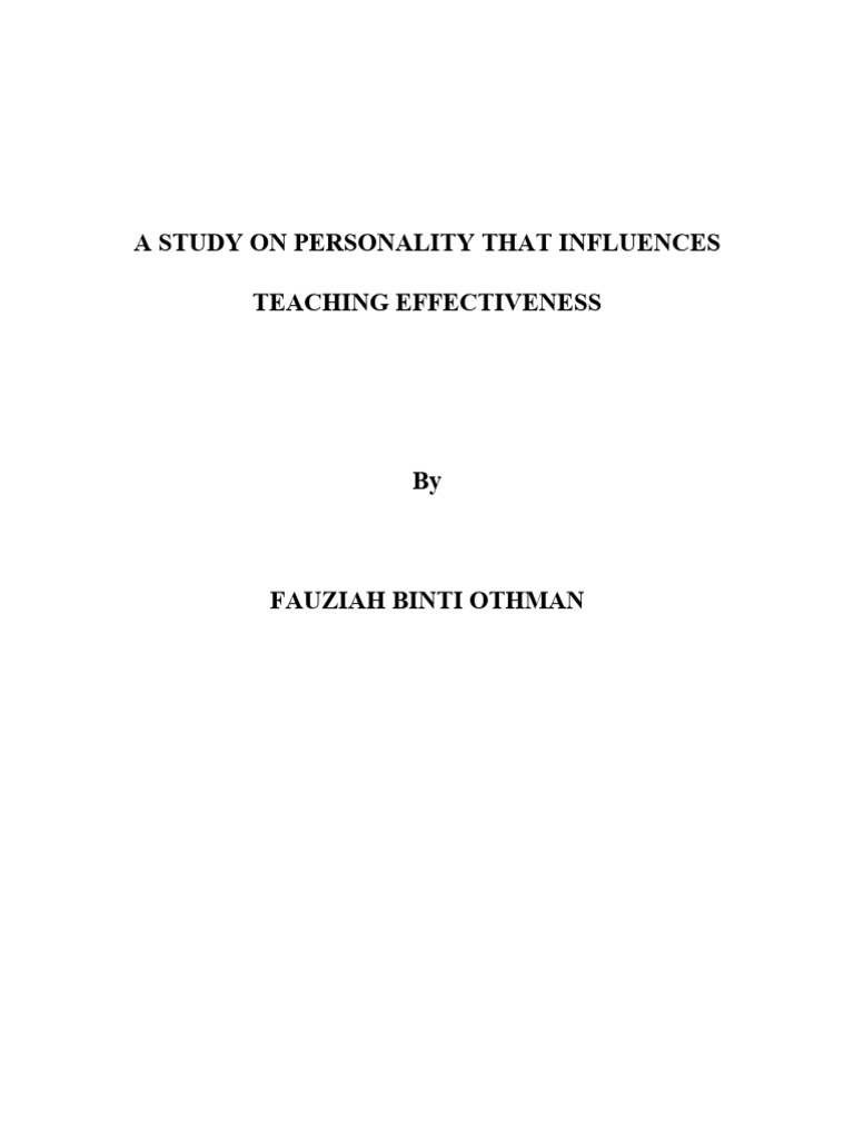 A Study On Personality That Influences Teaching Effectiveness | PDF | Extraversion And ...
